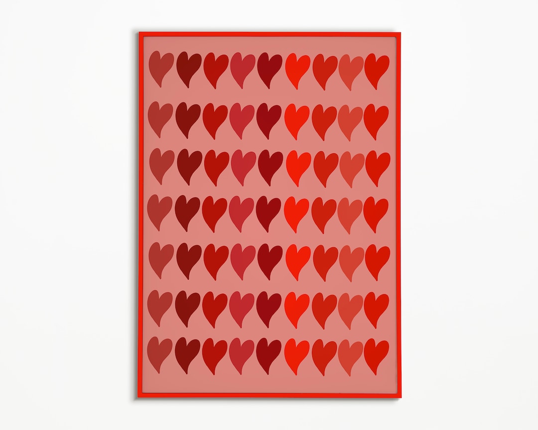 Digital File - Red Hearts Art Print Poster - Red, Pop Art, Procreate ...