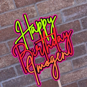 Neon Birthday Cake Topper - Neon Birthday Party - 80s Party - Rave ...
