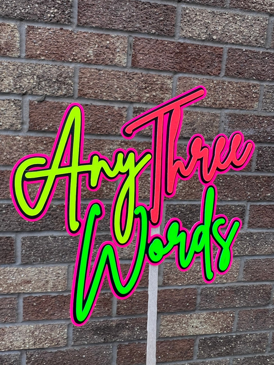 Personalised Cake Topper Choose Any Three Words neon Birthday Cake ...