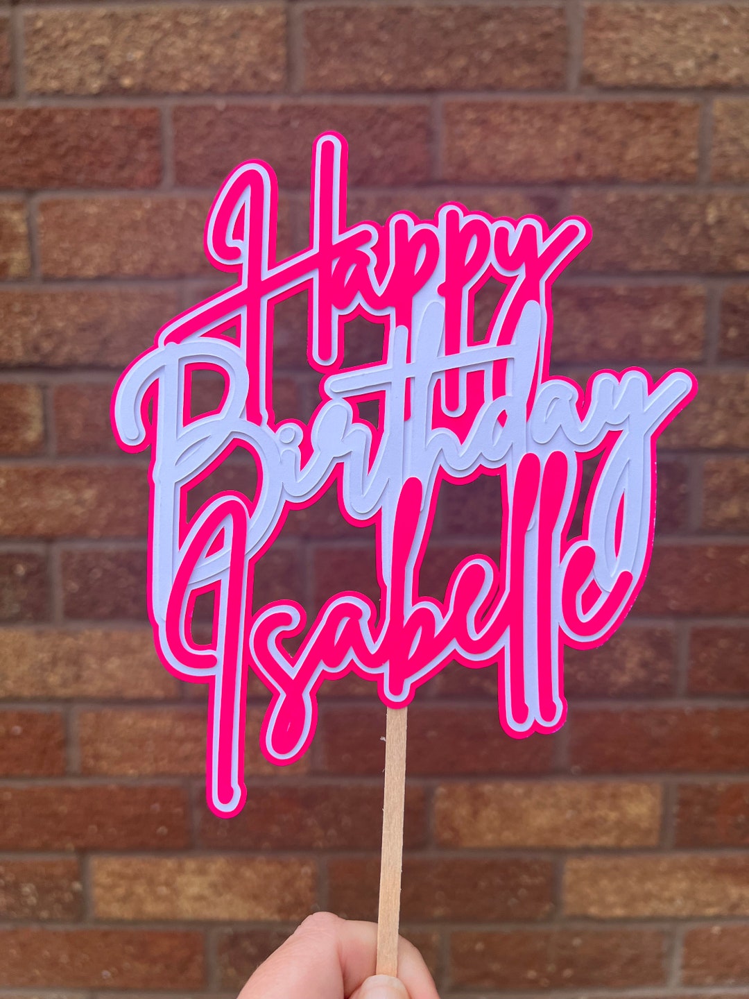Pink & White Neon Birthday Cake Topper Neon Birthday Party 80s Party ...
