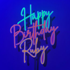 Neon Birthday Cake Topper - Neon Birthday Party - 80s Party - Rave ...