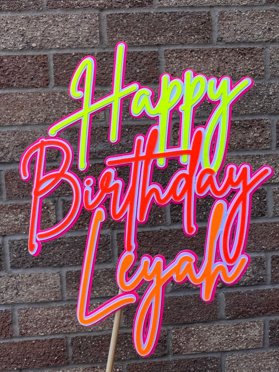 Neon Birthday Cake Topper - Neon Birthday Party - 80s Party - Rave ...