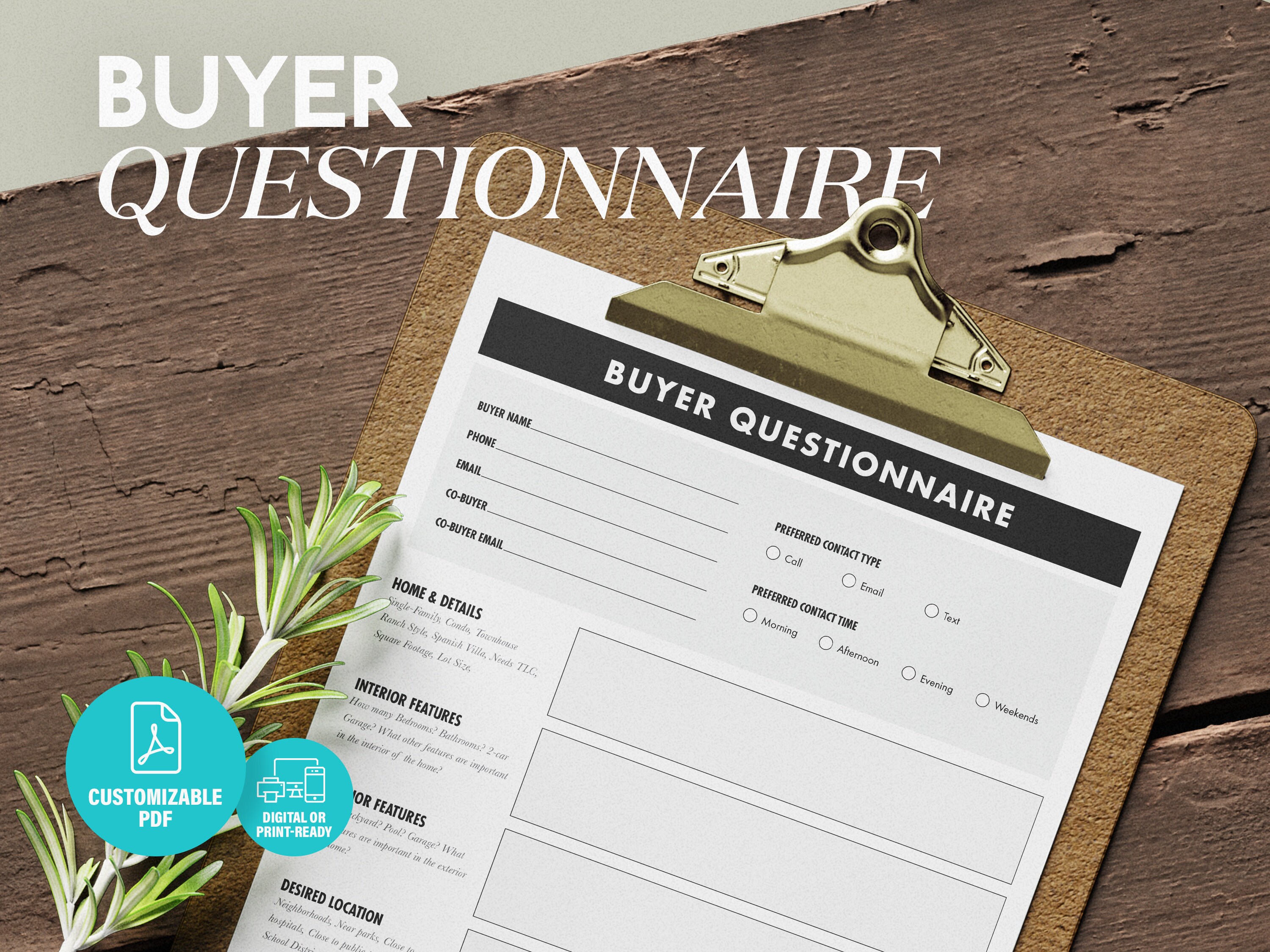 Buyer Questionnaire Real Estate Flyer Real Estate Template - Etsy Hong Kong