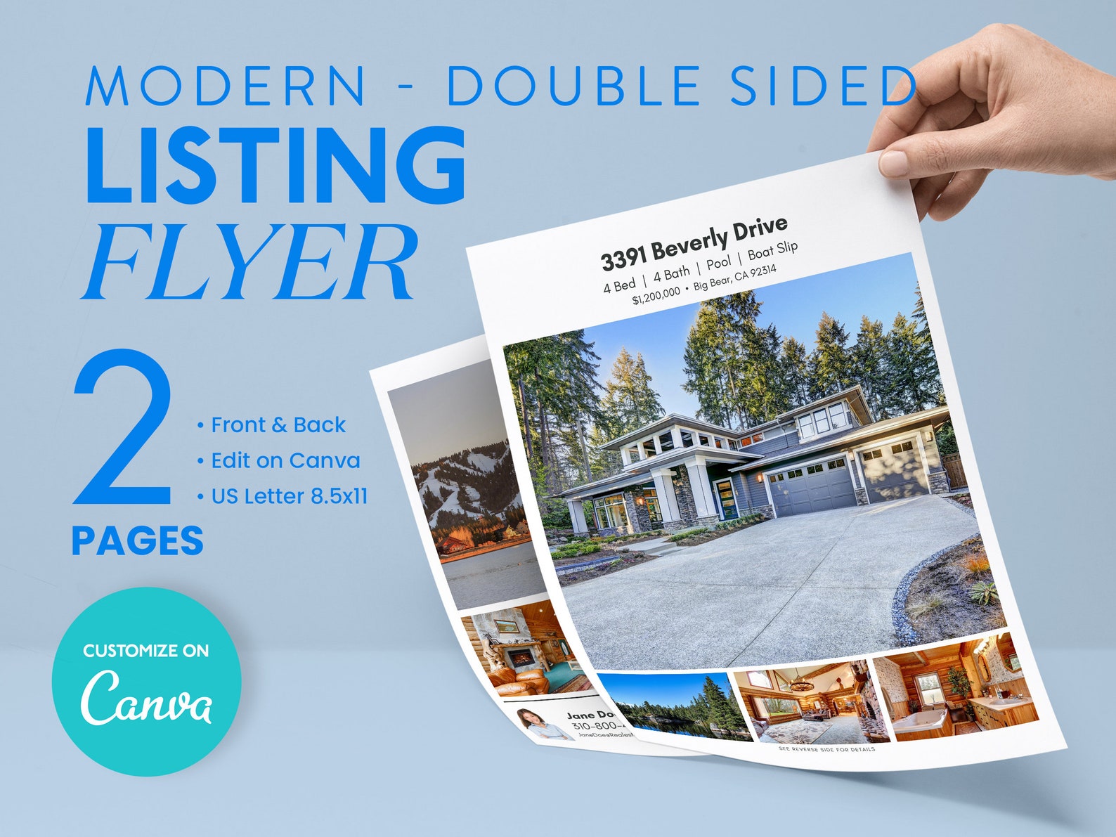 Listing Flyer 2pg Canva Real Estate Template Flyer Template Etsy