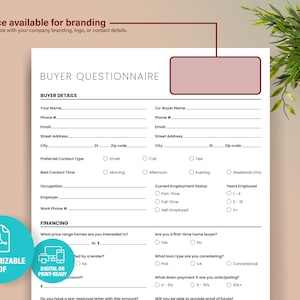 Buyer Questionnaire, Real Estate Flyer, Real Estate Template, Print ...