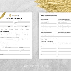 Realty ONE Group Seller Questionnaire, Real Estate Template (PDF) - Etsy