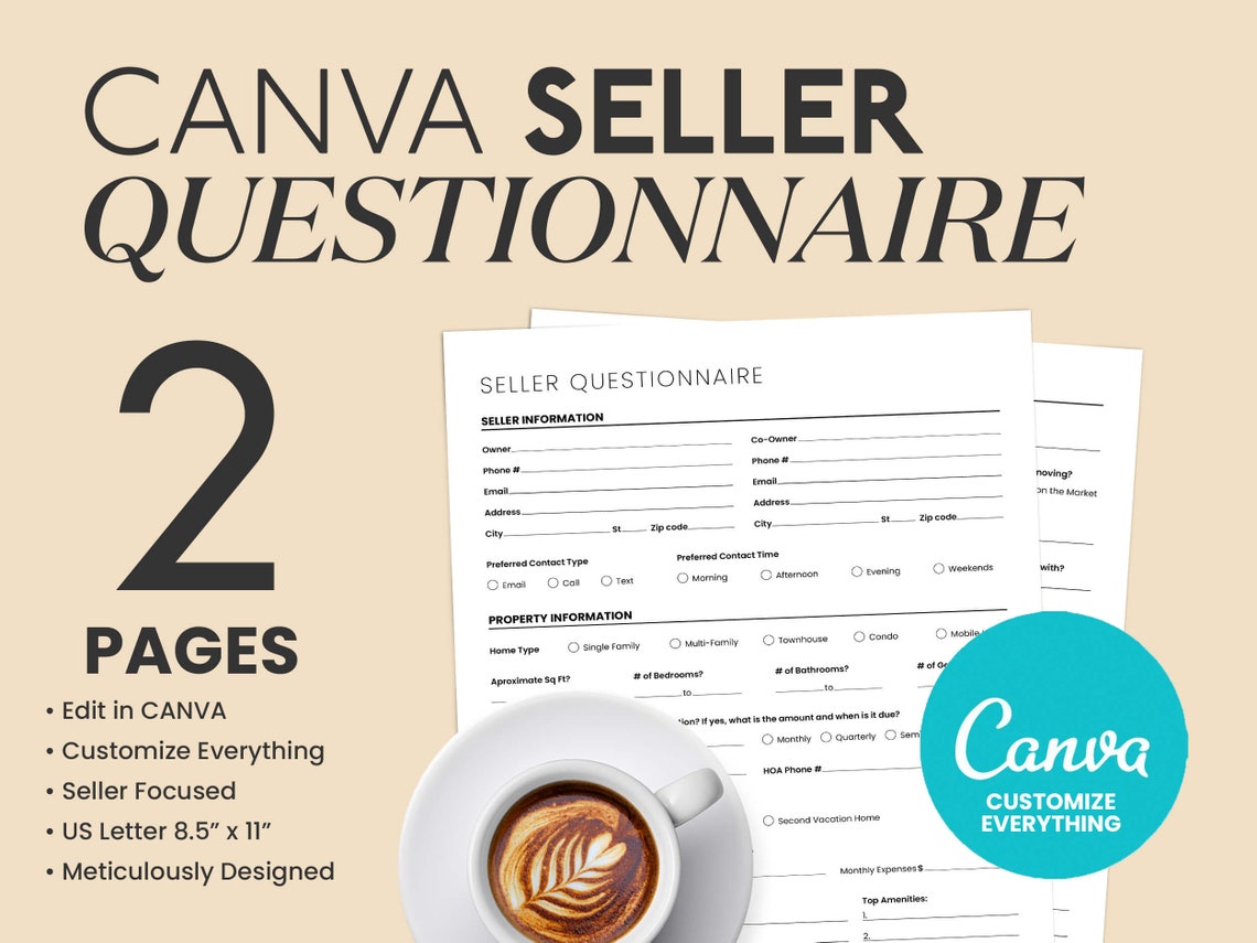 Canva Seller Questionnaire Template Canva Real Estate - Etsy Ireland