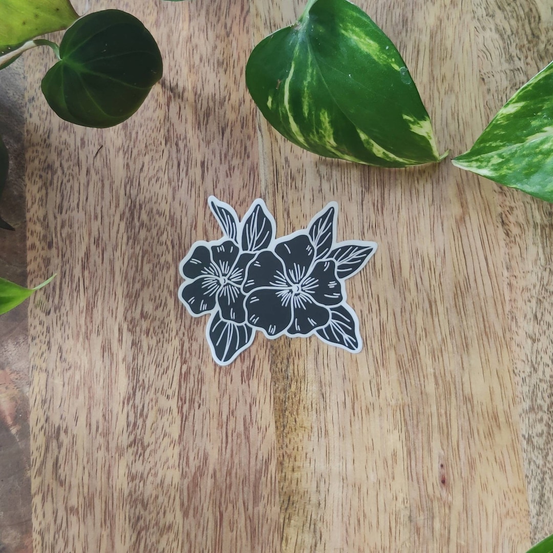 Periwinkle Black and White Tattoo Sticker Leaves Vinyl - Etsy