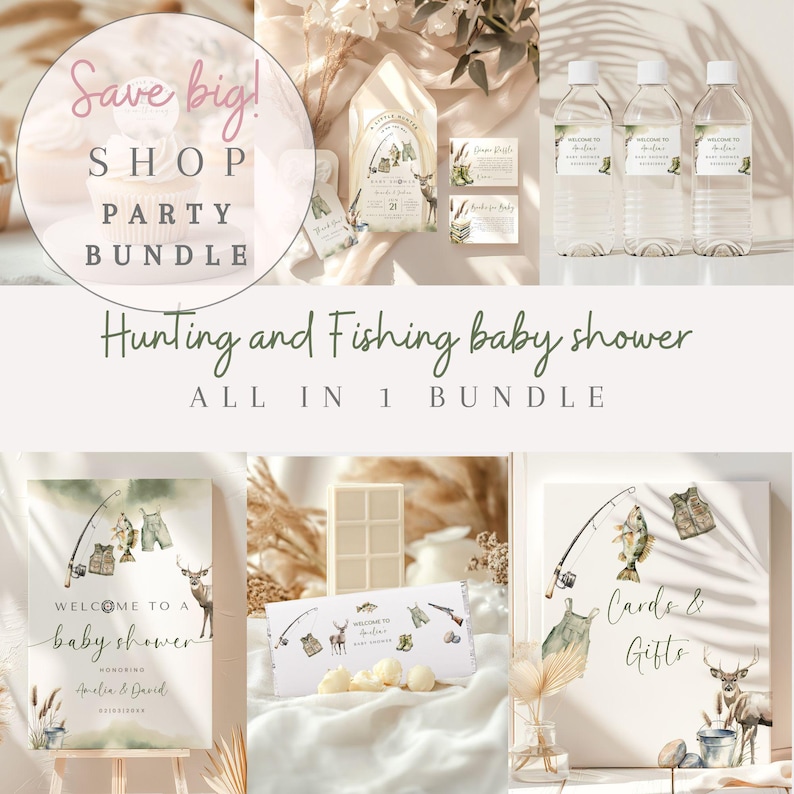 Hunting and Fishing Baby Shower Invitation and Phone Invite. A Little ...
