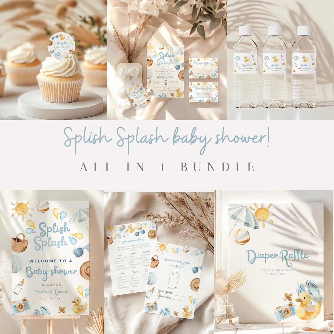 Splish Splash Baby Shower Bundle, Beach Baby Shower, Summer Baby Shower ...