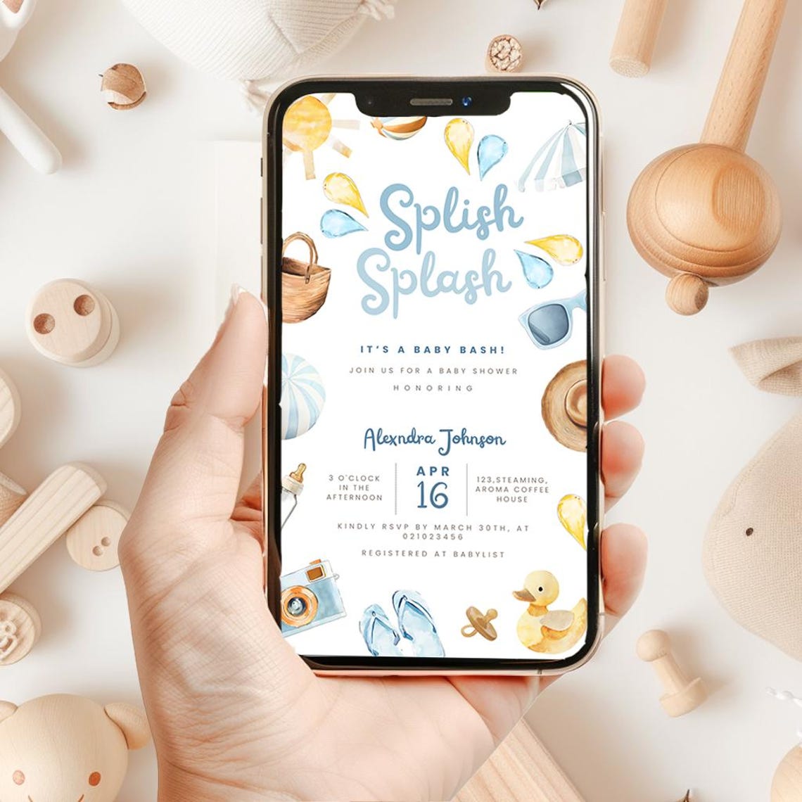 Splish Splash Baby Shower Invitation and Phone Invite, Summer Baby ...