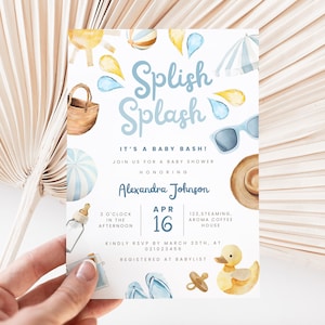 Splish Splash Baby Shower Invitation and Evite, Summer Baby Shower ...