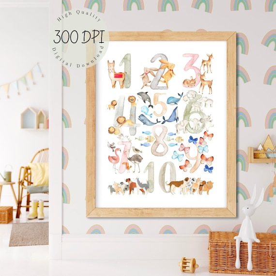 123 Poster Neutral Numbers Print for Homeschool and - Etsy New Zealand