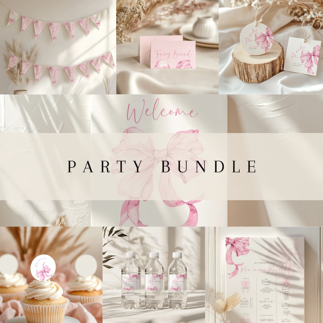 Girls Just Wanna Be One Party Decorations Bundle. Bow Party Printables ...