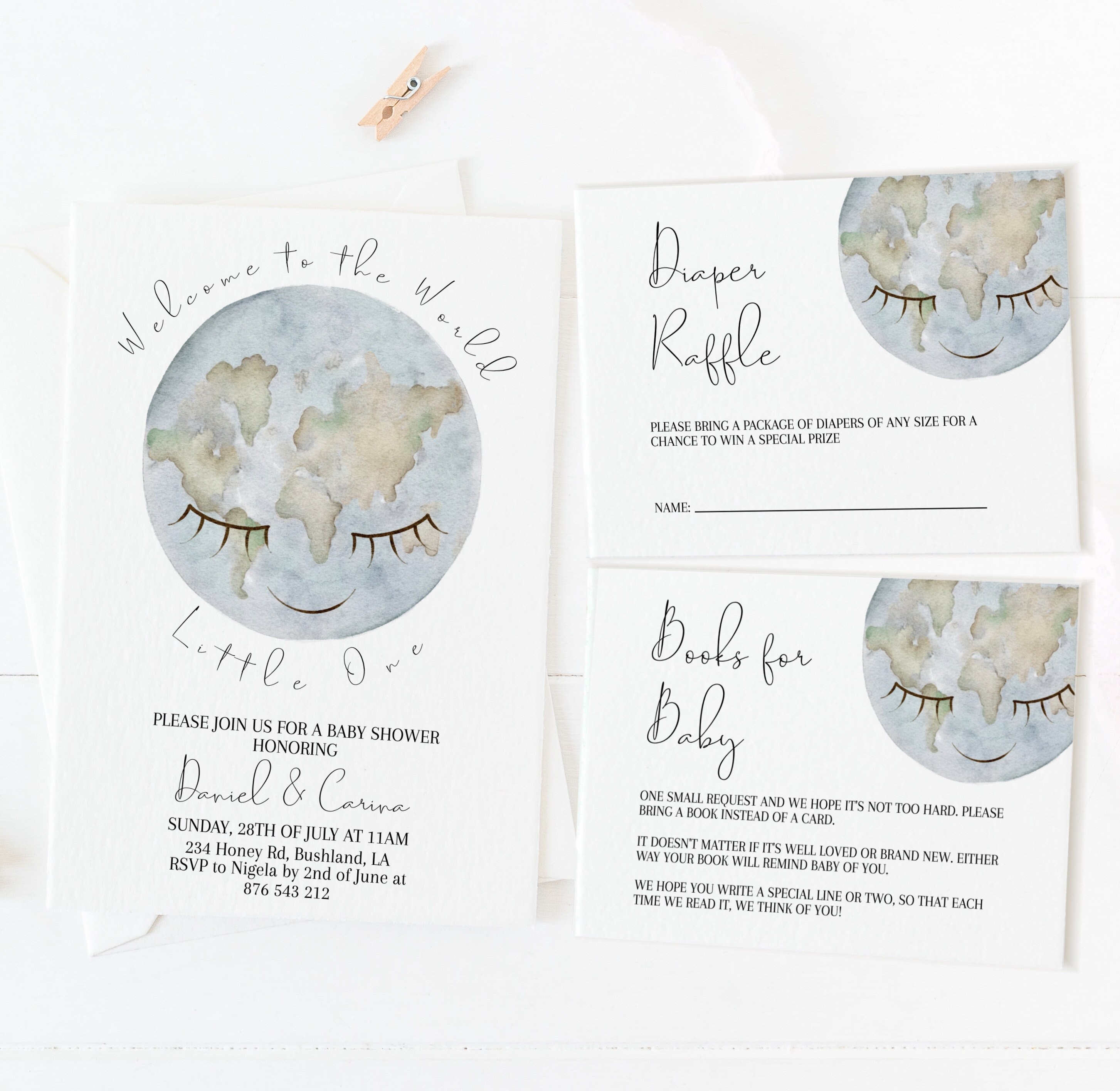 World Map Baby Shower Invitation Travel Books For Baby Card, Book