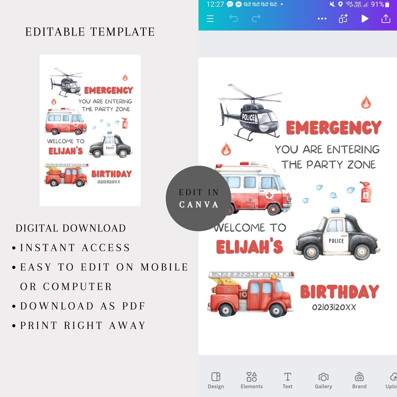 First Responder Birthday Sign, First Emergency Welcome Sign, First Aid ...