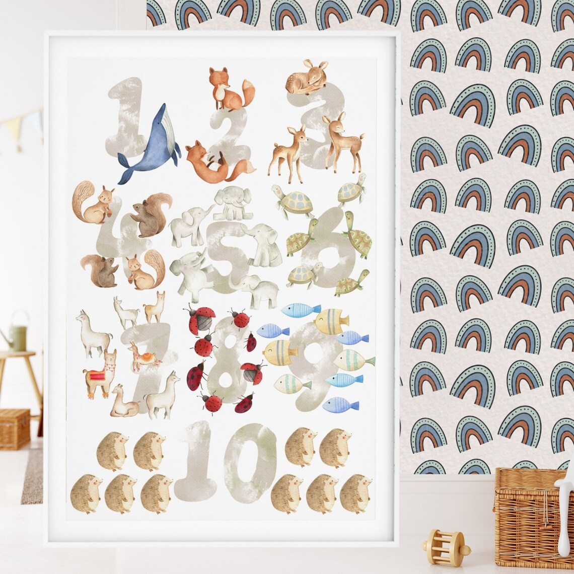 123 Poster Neutral numbers print for homeschool and | Etsy