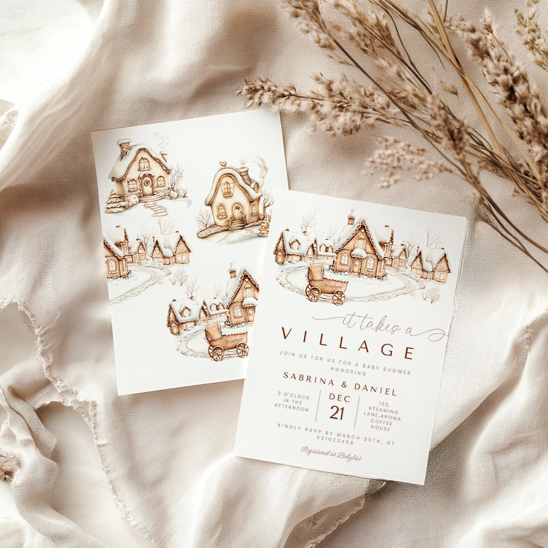 It Takes a Village Baby Shower Invite, Winter Baby Shower, Baby Shower ...