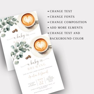 Coffee Bean Baby Shower Invitation Set, a Baby is Brewing, Coffee Baby ...