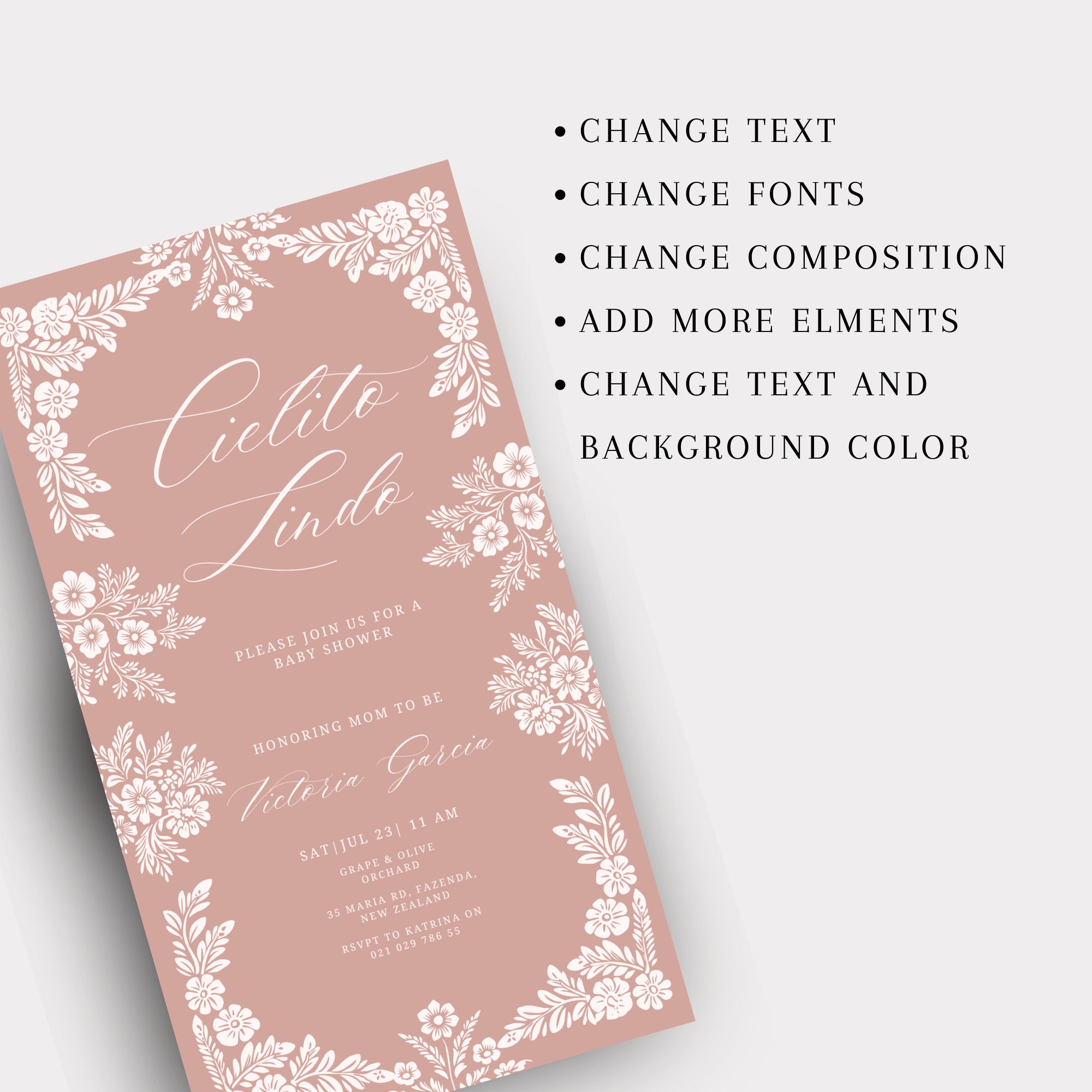 Invitación para baby shower de Cielito Lindo en color rosa, paquete ...