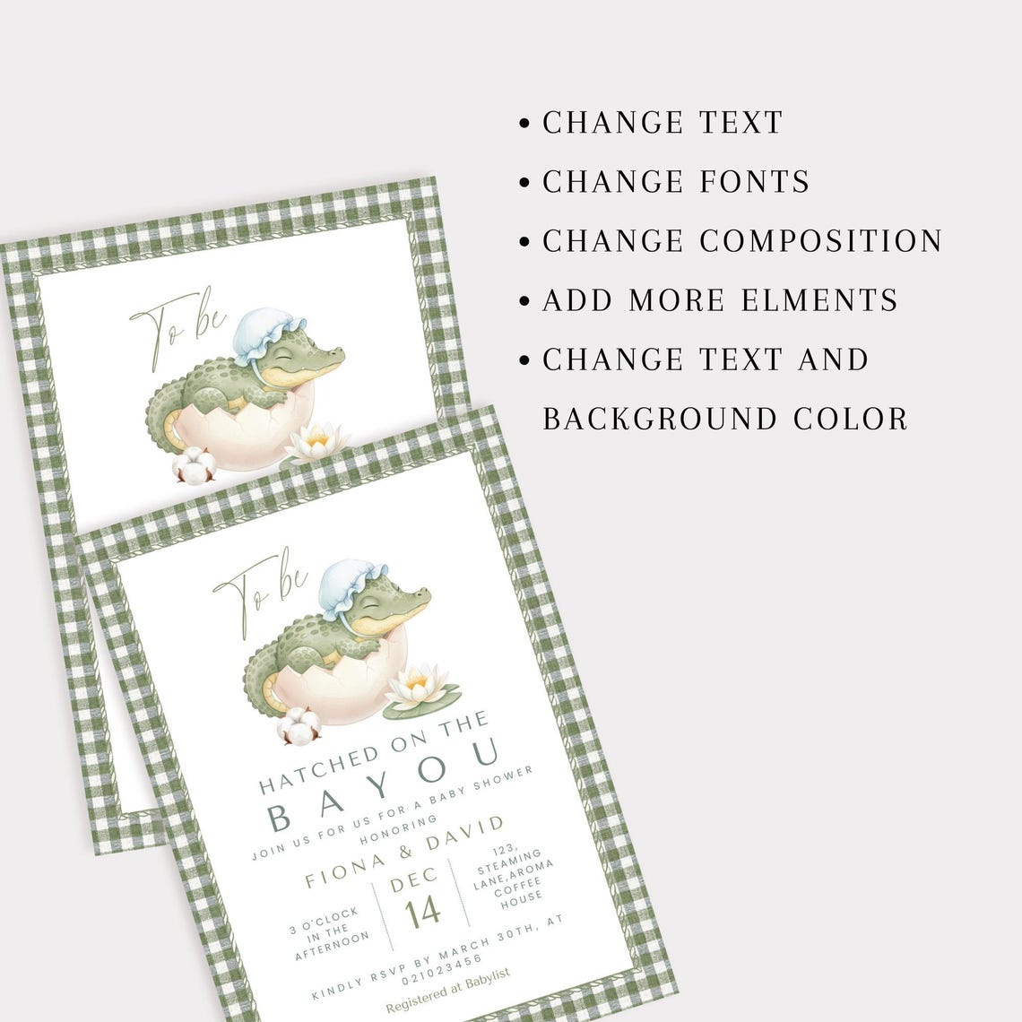 Bayou Baby Shower Invitation, Hatching Soon Invite With Baby Crocodile ...