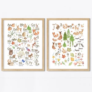 Woodland Alphabet Poster for Woodland Nursery. Available as a Set of 2 ...