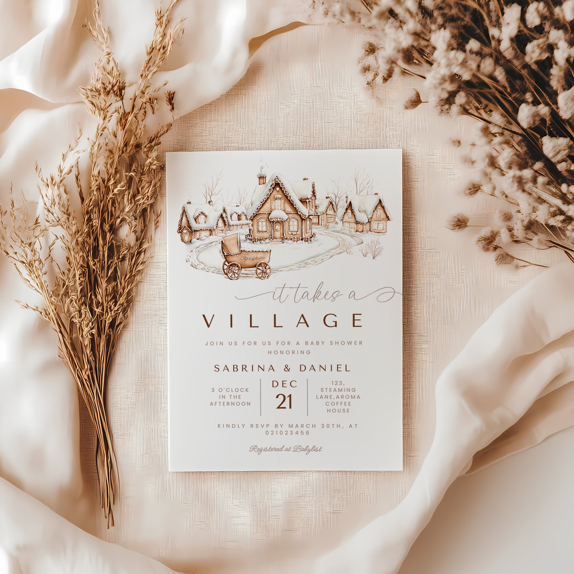 It Takes a Village Baby Shower Invite, Winter Baby Shower, Baby Shower ...