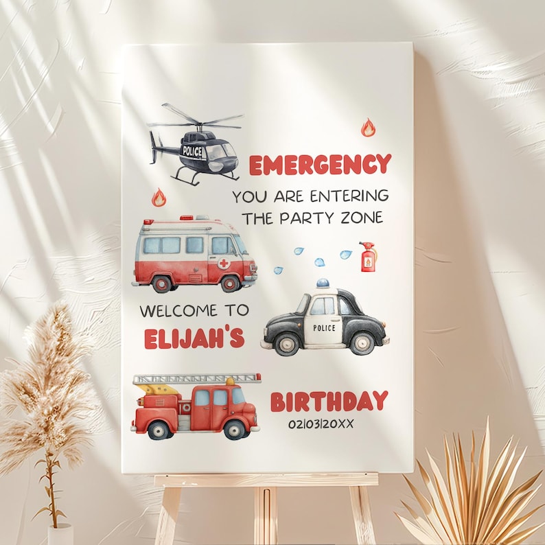 First Responder Birthday Sign, First Emergency Welcome Sign, First Aid ...