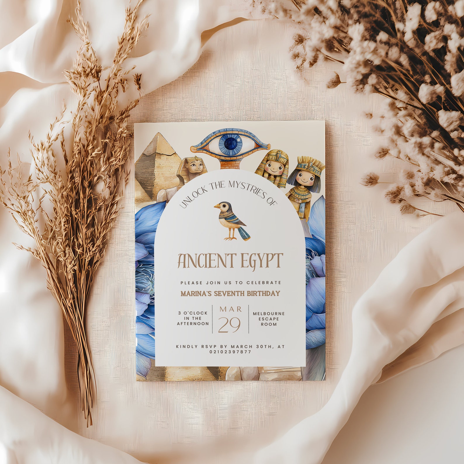 Ancient Egypt Birthday Invite, Ancient Egypt, Egyptian Invitation ...