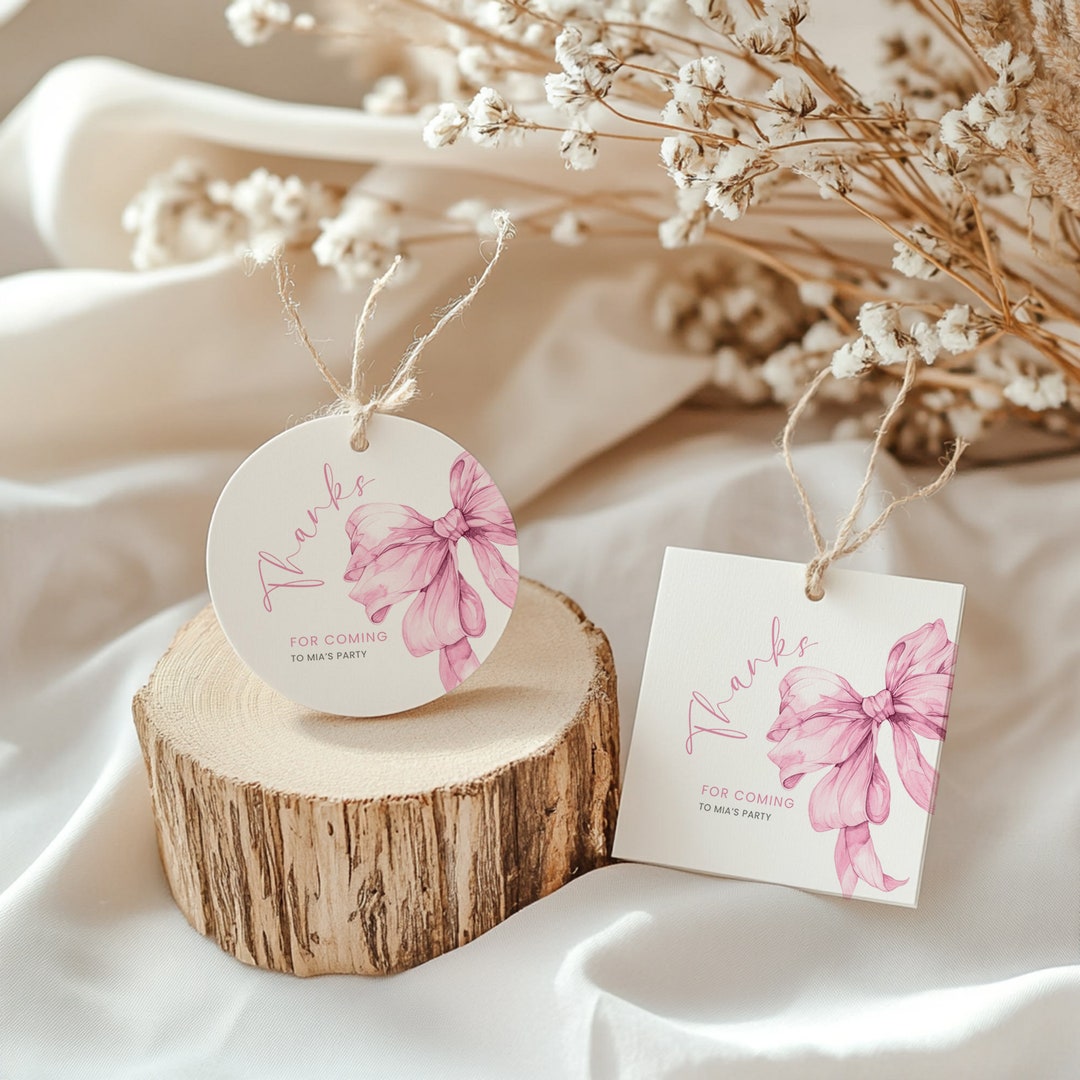 Girls Just Want to Be One Thank You Tag, Bow Favor Tag, Coquette Thank ...