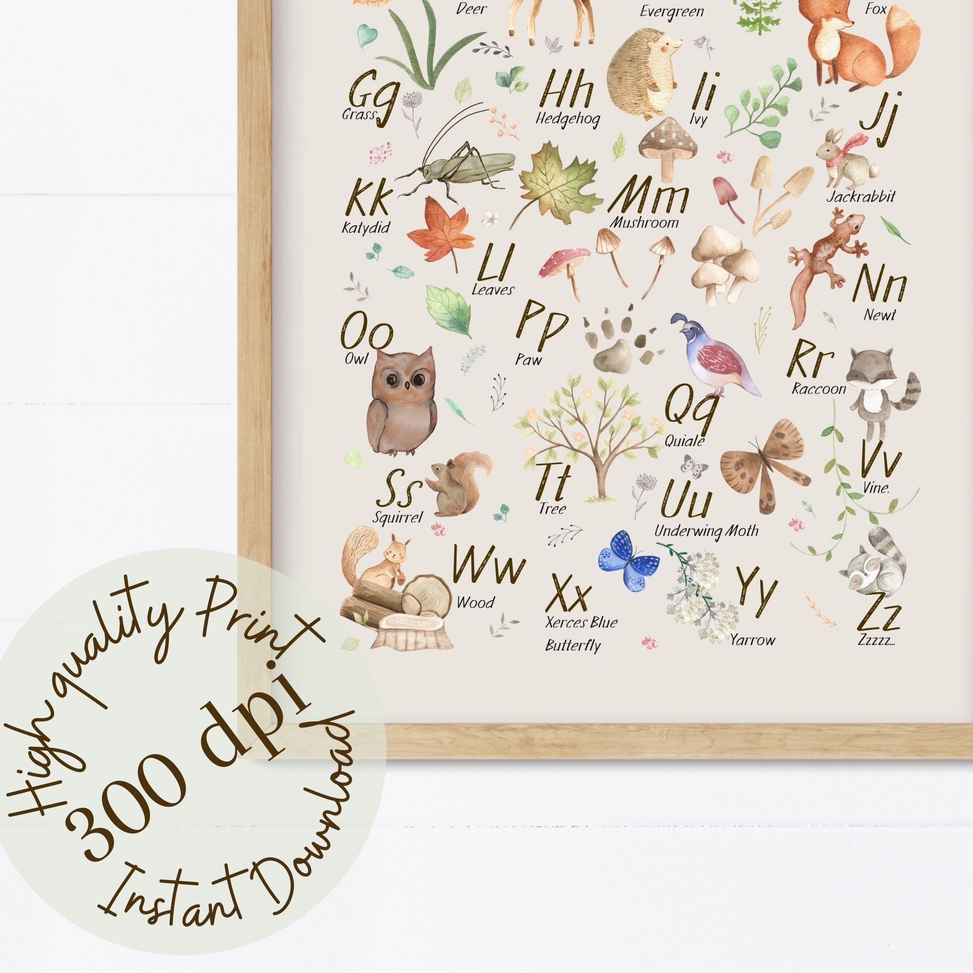 Woodland Animals Alphabet Poster Printable Forest Animal Alphabet ...