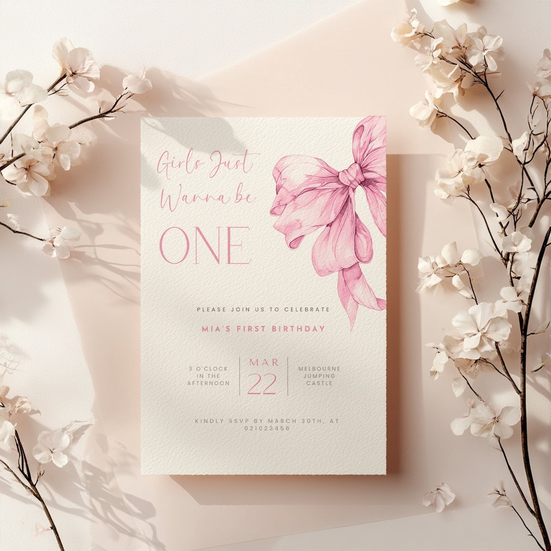 Girls Just Wanna Be One Birthday Invite, Girls Birthday, 1st Birthday ...