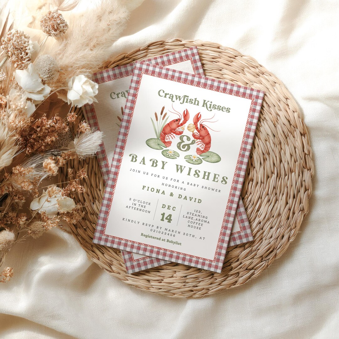 Bayou Baby Shower Invitation, Crawfish Boil, Crawfish Kisses and Baby ...
