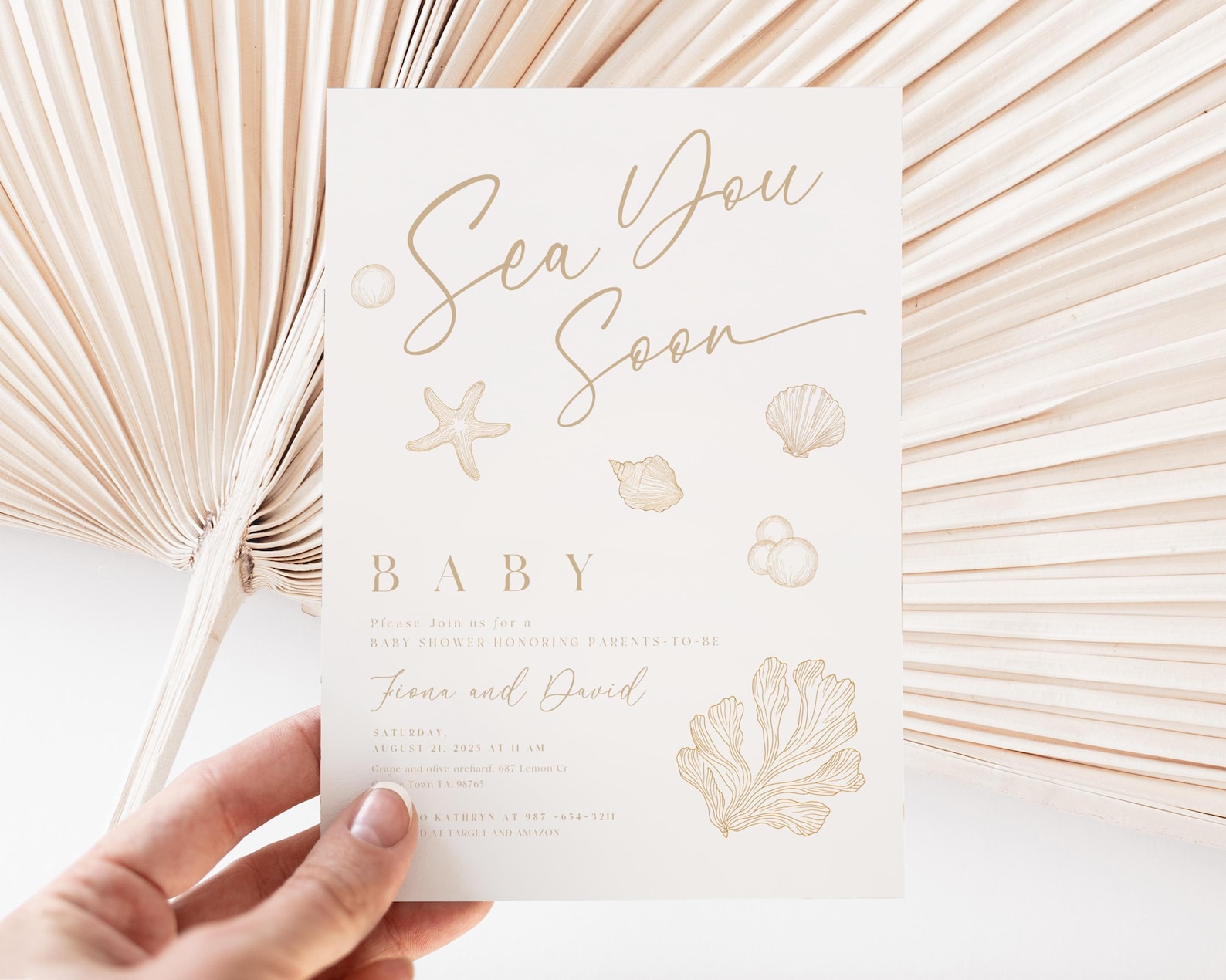 Sea You Soon Baby Shower Invite, Shell Baby Shower, Beach Baby Shower ...