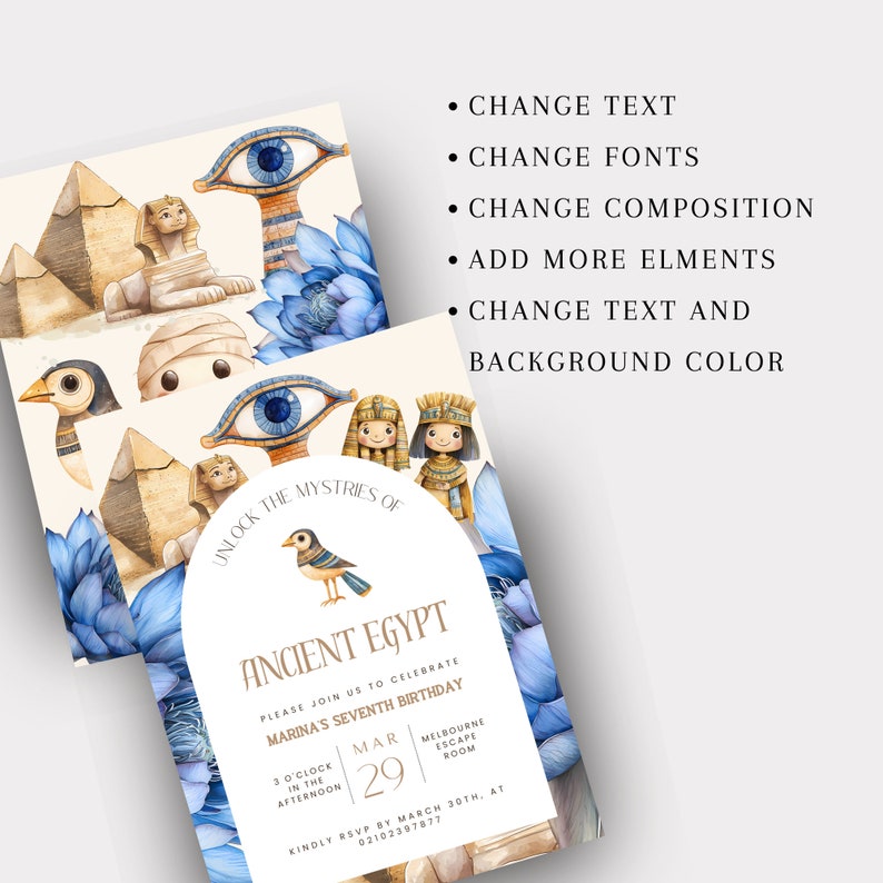 Ancient Egypt Birthday Invite, Ancient Egypt, Egyptian Invitation ...