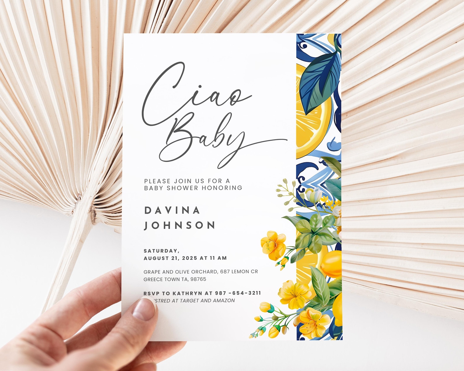 Ciao Baby Shower Invite Set, Lemon Baby Shower, Main Squeeze Baby ...