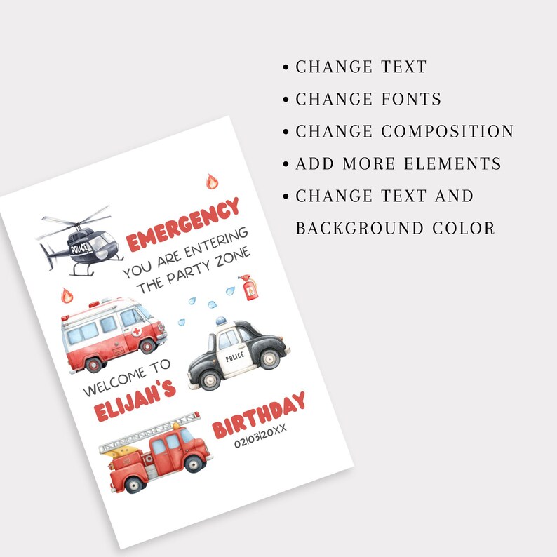 First Responder Birthday Sign, First Emergency Welcome Sign, First Aid ...