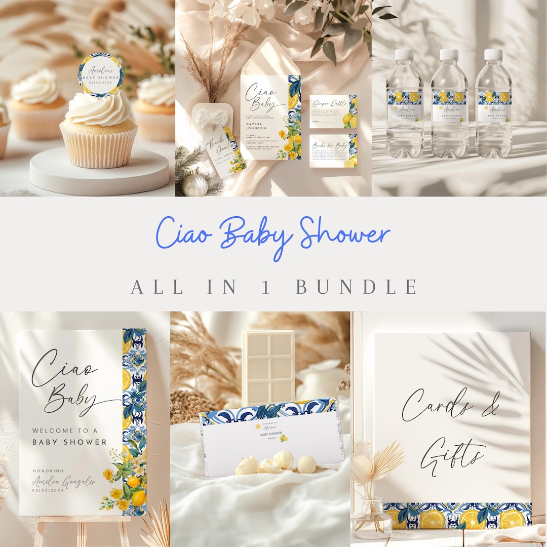 Ciao Baby Shower, Invite Bundle, Lemon Baby Shower, Welcome Sign ...