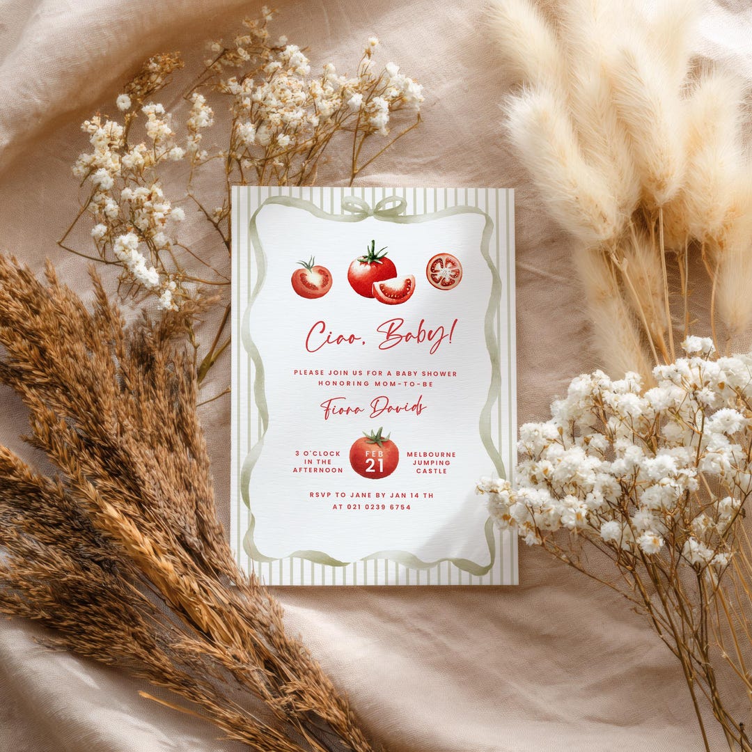 Editable Ciao Baby Shower Invitation Bundle | Tomato Girl Italian ...
