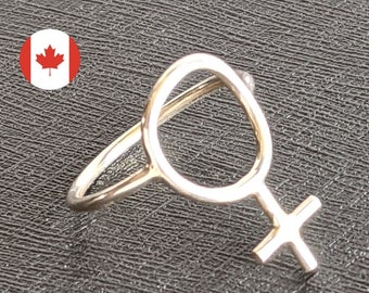 Sterling Silver Female Symbol Ring, Feminist Symbol Ring, Venus Symbol ...