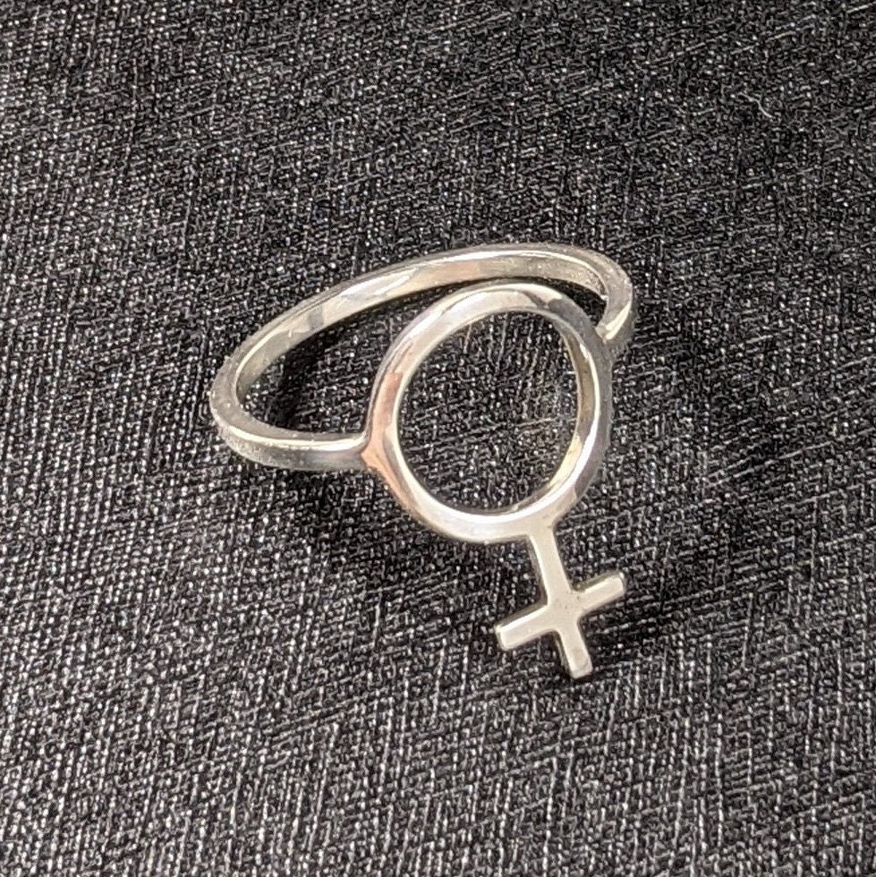Sterling Silver Female Symbol Ring, Feminist Symbol Ring, Venus Symbol ...