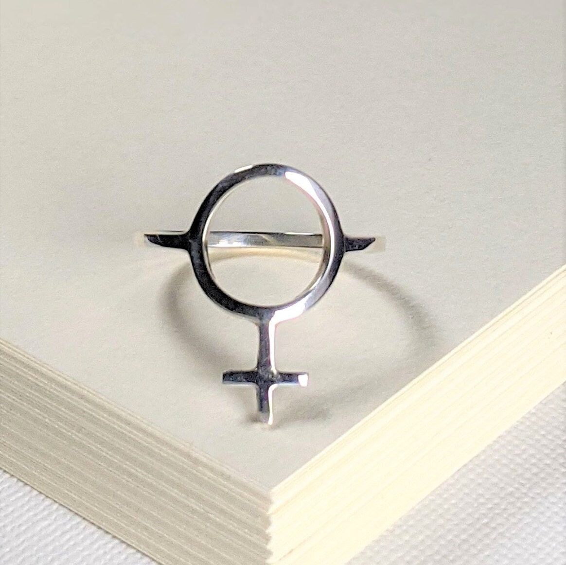 Sterling Silver Female Symbol Ring, Feminist Symbol Ring, Venus Symbol ...