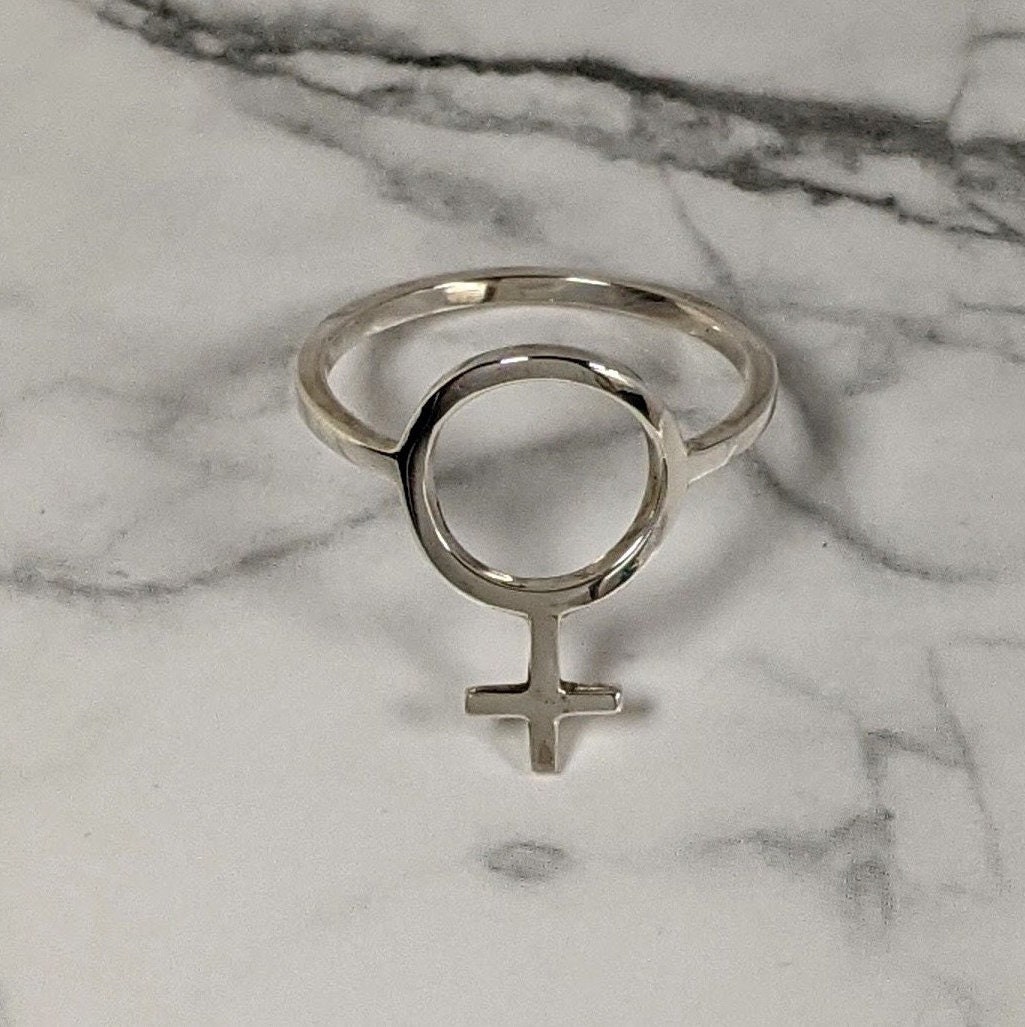 Sterling Silver Female Symbol Ring, Feminist Symbol Ring, Venus Symbol ...