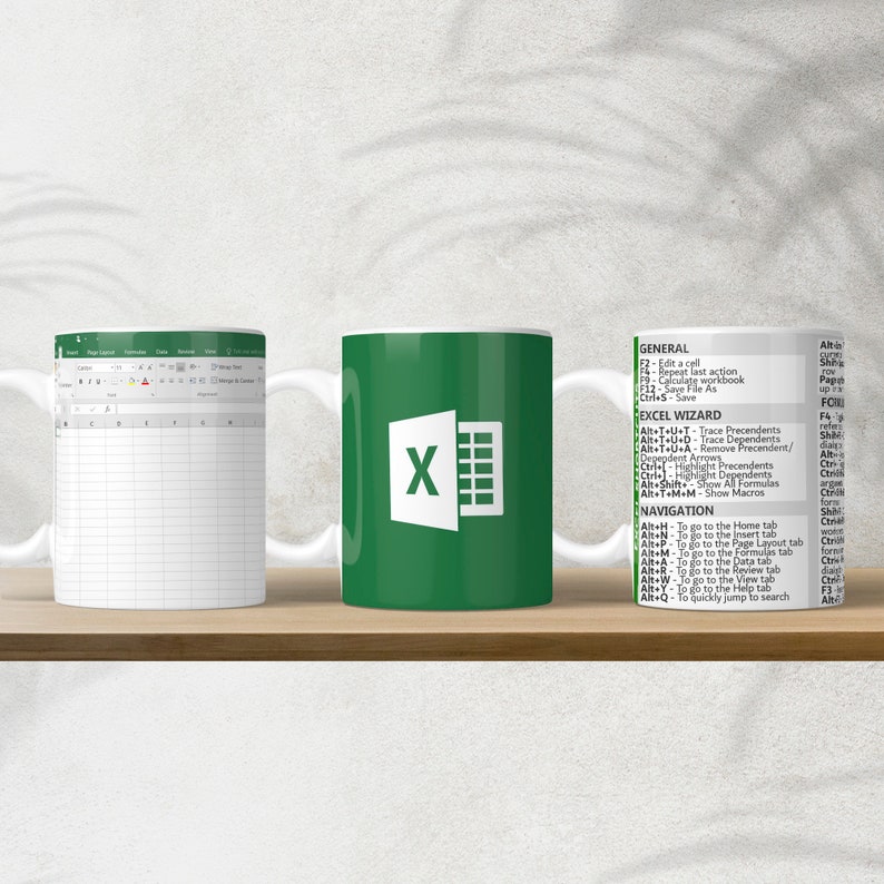Excel Shortcuts Mug Excel Ceramic Cup Personalised Gift - Etsy