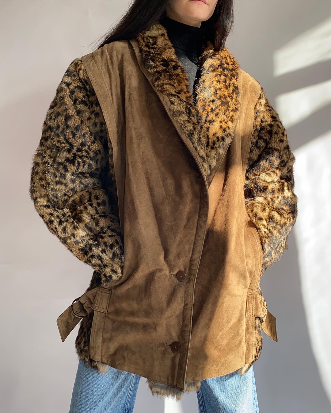 80s Fur Coat in Leopard Print/ Cheetah Print/ Furs Ettex Paris/ Medium ...