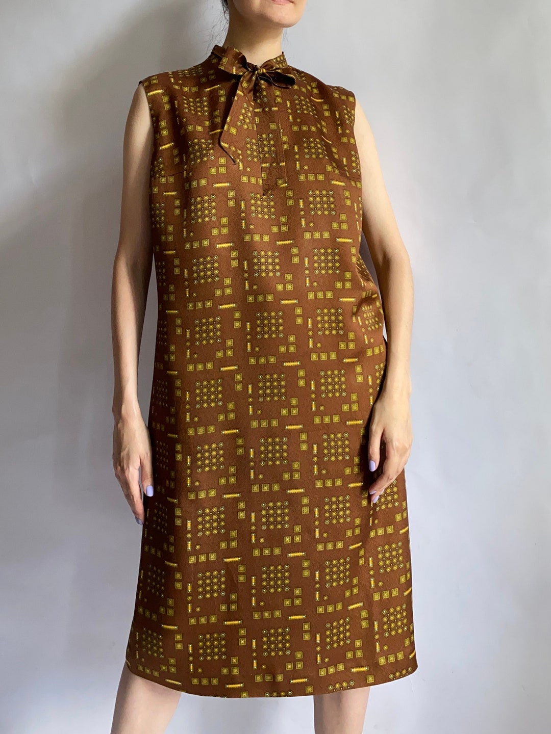 Vintage Dress in Geometric Print/ 1960s Dress/ Small Size - Etsy UK