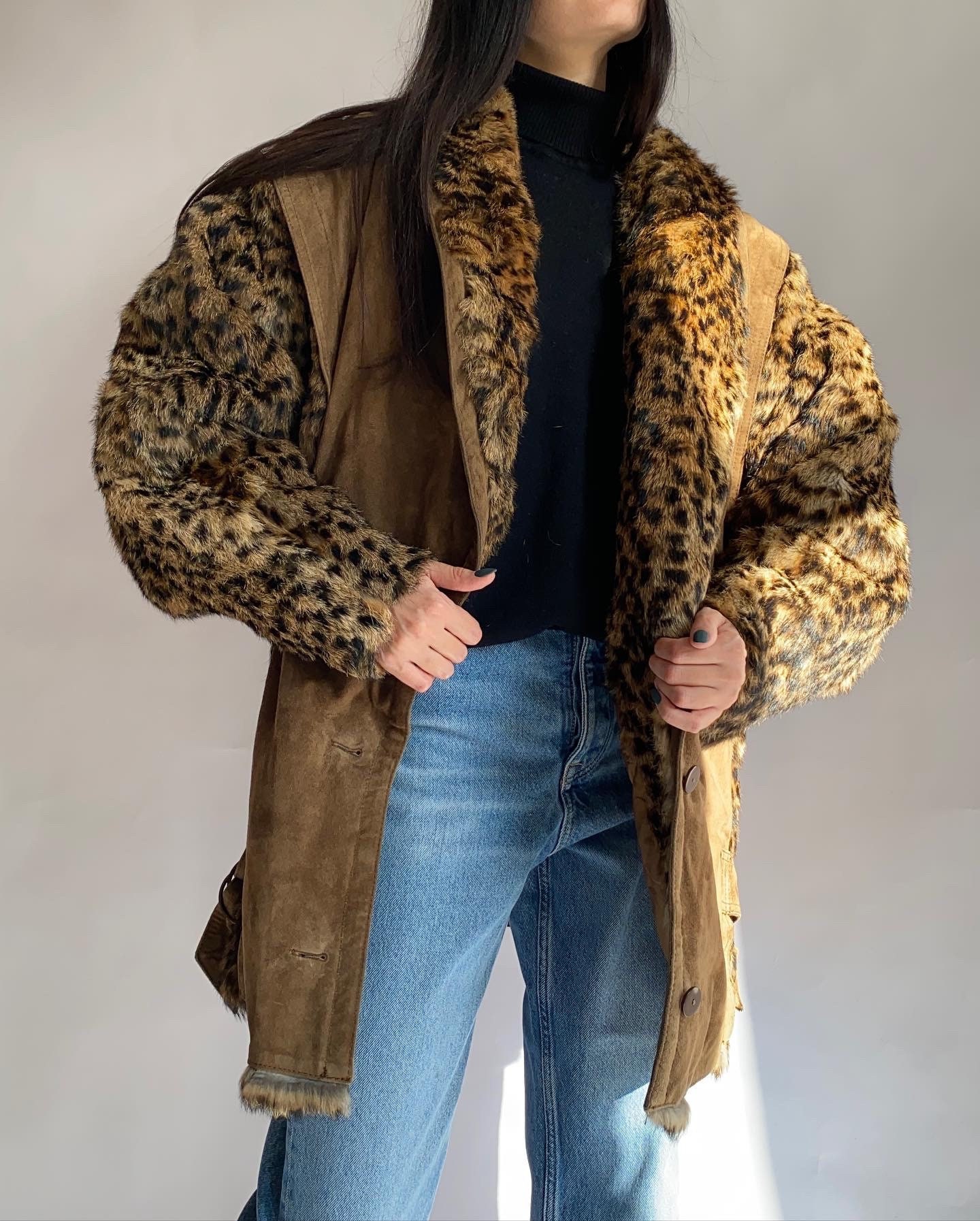 80s Fur Coat in Leopard Print/ Cheetah Print/ Furs Ettex Paris/ Medium ...