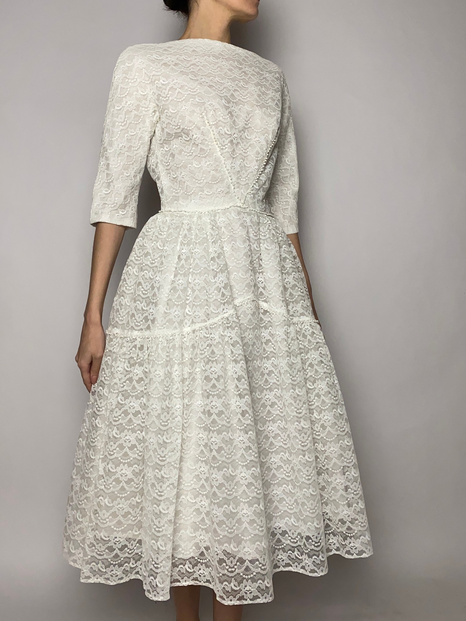 Vintage Lace Dress/ 1950s Dress/ Small Size - Etsy