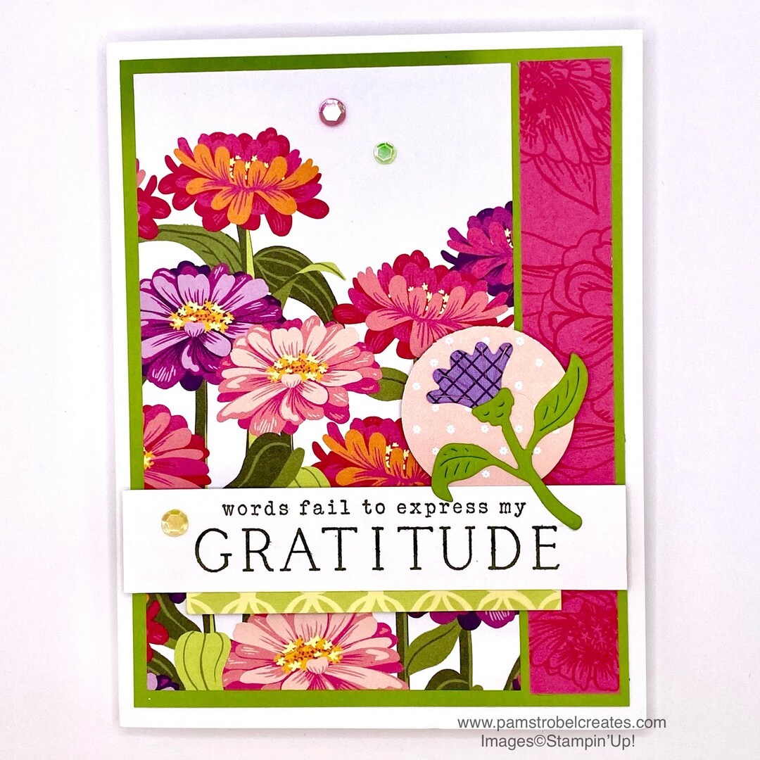 Gratitude Card ,thankfulness, Handmade Greeting Card, Zinnias, Stampin ...