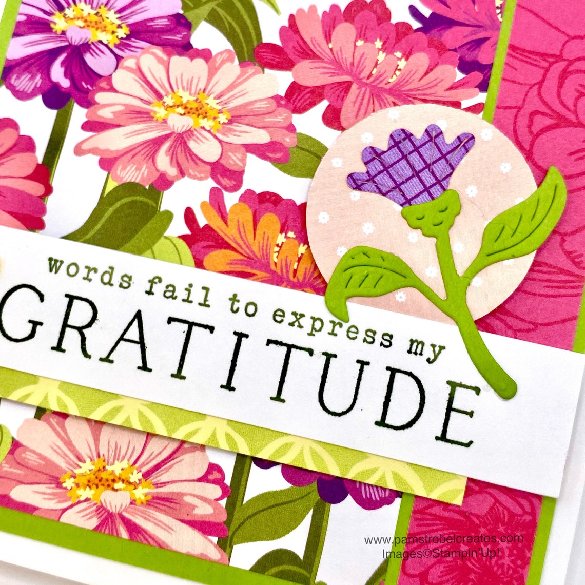 Gratitude Card ,thankfulness, Handmade Greeting Card, Zinnias, Stampin ...